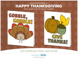 Free Downloadable Printable Thanksgiving Day Cards for Kids - Classy Mommy