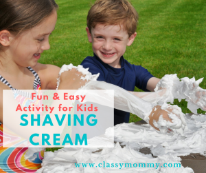 A shaving cream activity is a great kids sensory activity!