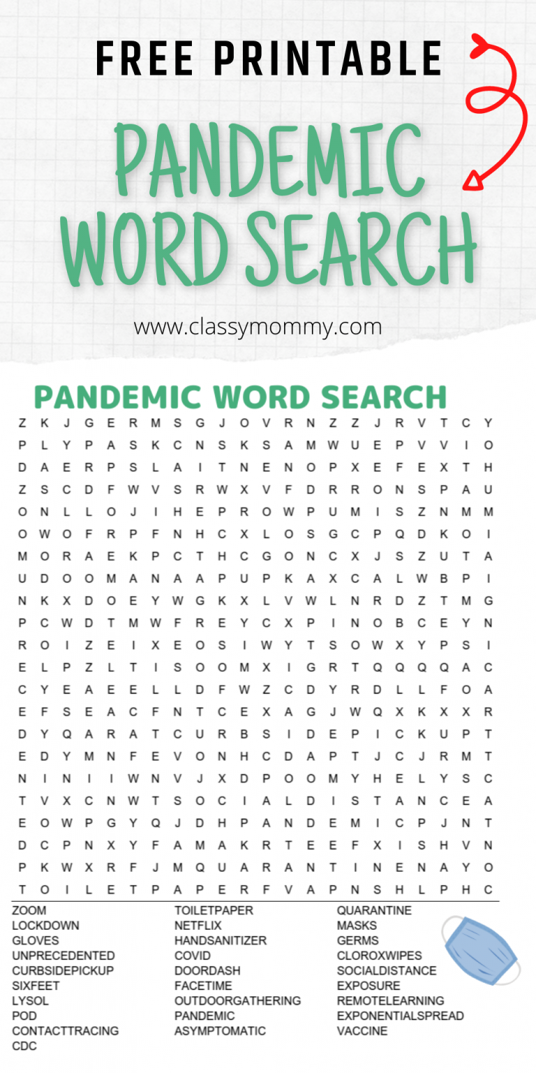 Free Printable Pandemic Word Search - Classy Mommy
