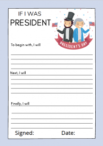 Free Printable If I was President Writing Prompt - Classy Mommy
