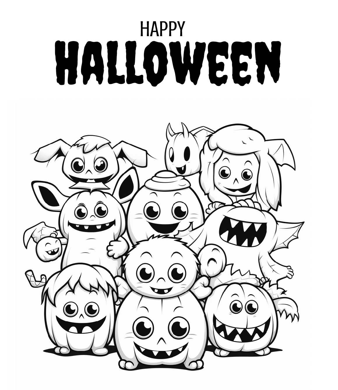 Cute Baby Monster Halloween Coloring Pages - Free printable coloring ...