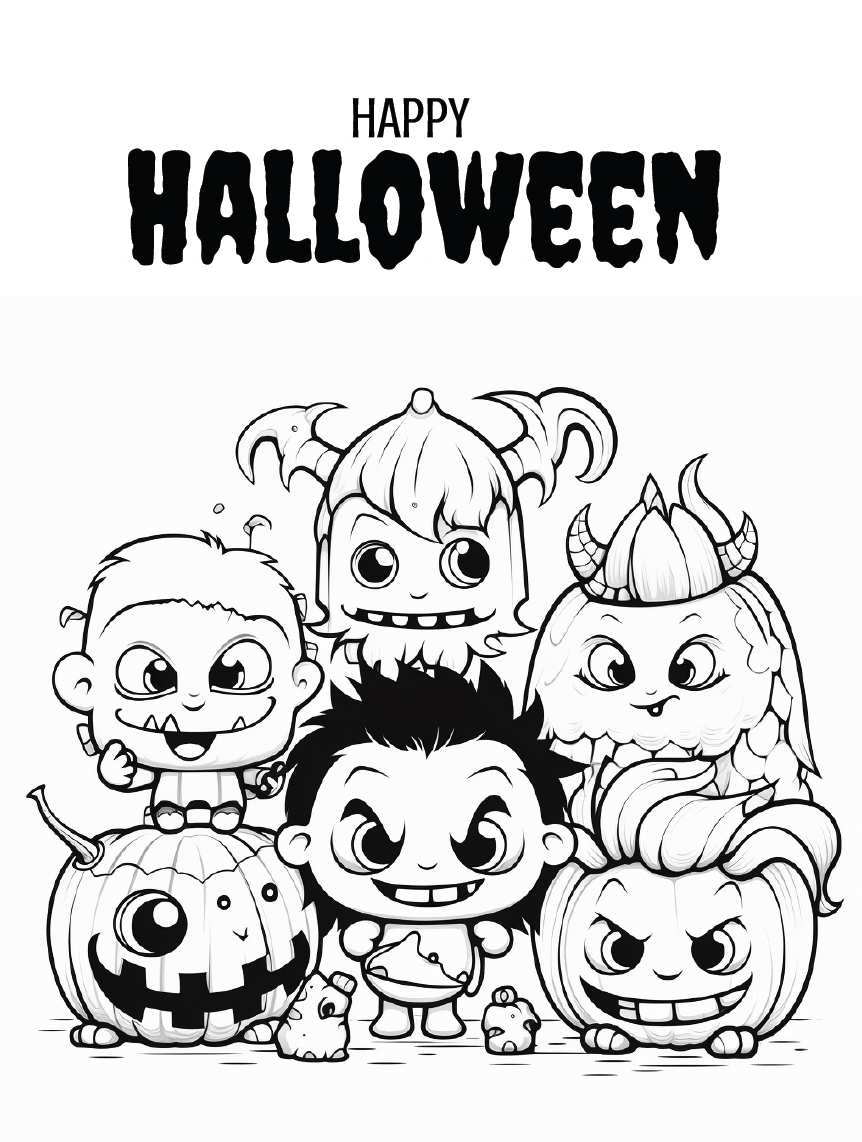 Cute Baby Monster Halloween Coloring Pages - Free printable coloring ...