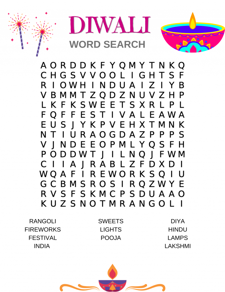 Free Printable Diwali Word Search - Classy Mommy