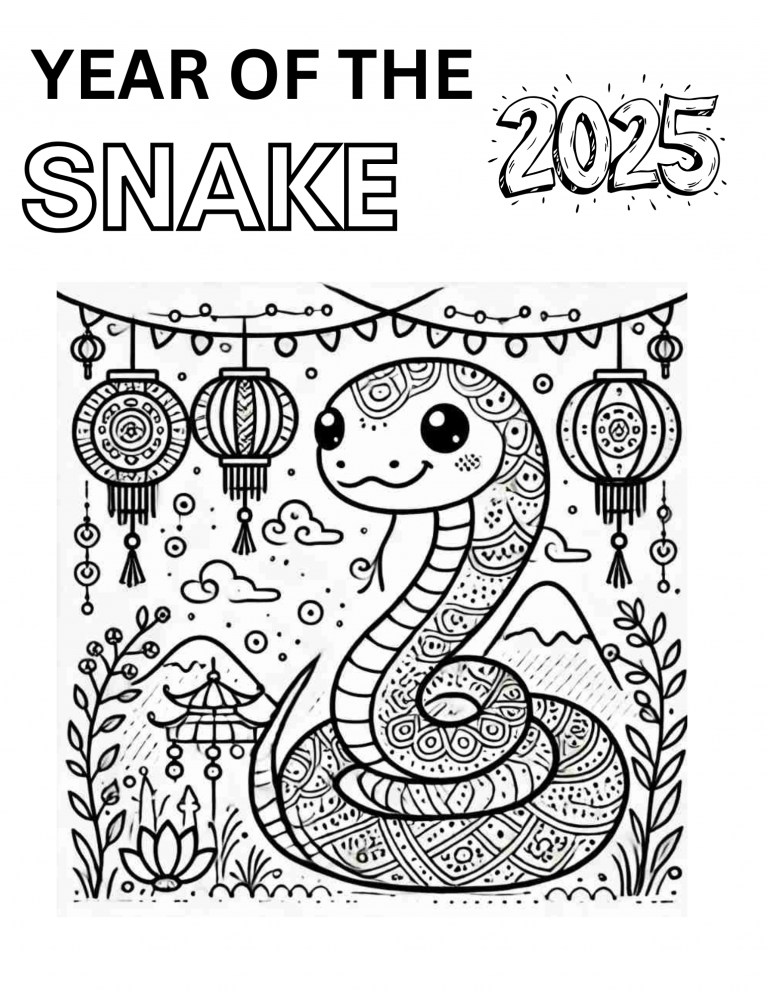 Free Printable 2025 Chinese New Year of the Snake Coloring Pages ...