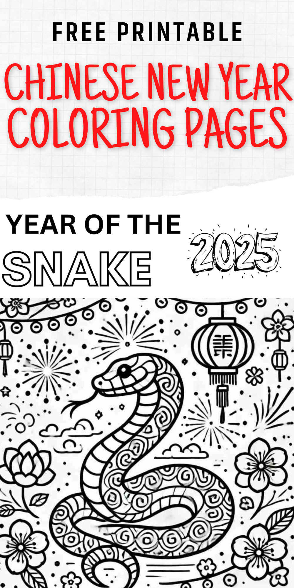 Free Printable 2025 Chinese New Year of the Snake Coloring Pages ...
