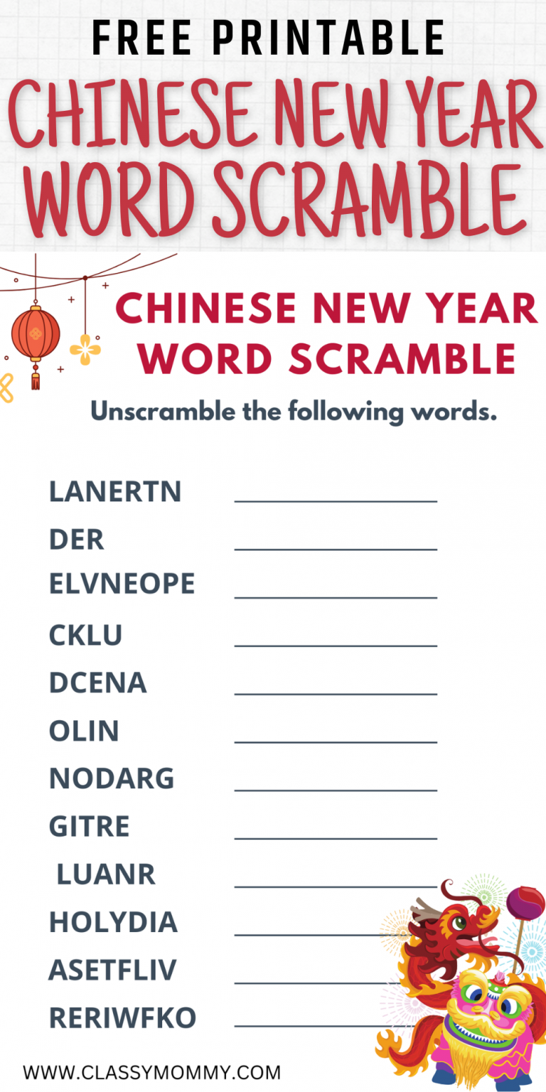 Free Printable Chinese New Year Word Scramble - Classy Mommy