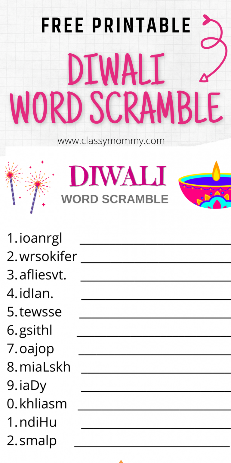Free Diwali Word Scramble